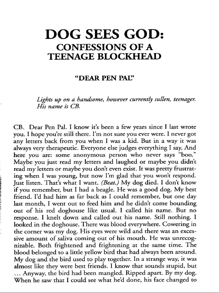 Dog Sees God CB Monologue | PDF