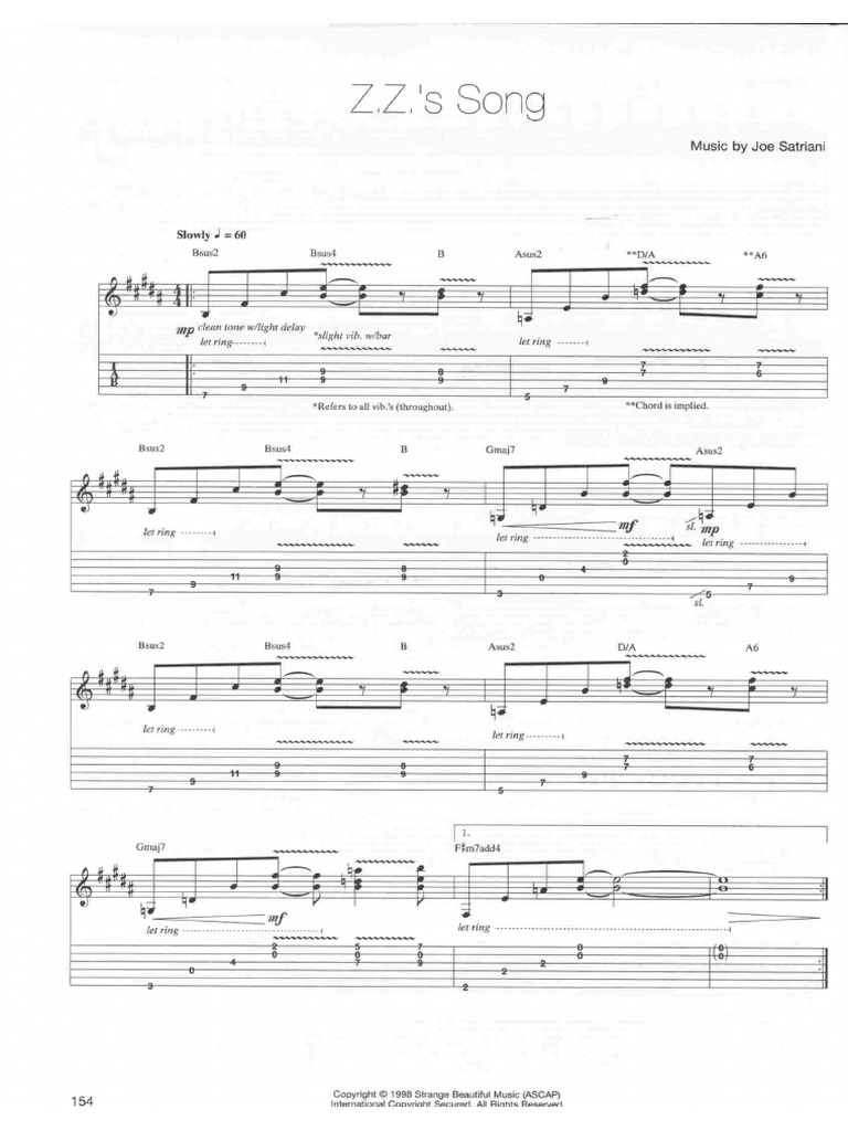 Joe Satriani - CP - 15 ZZs Song | PDF | Entertainment (General)