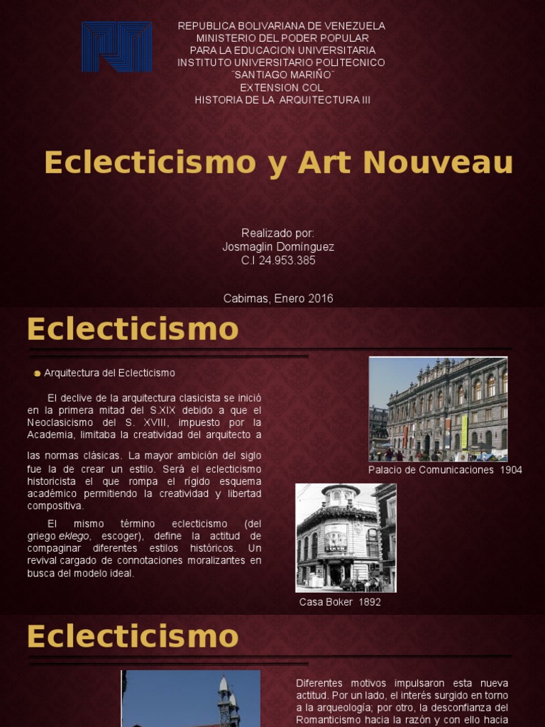 Eclecticismo y Art Nouveau en Arquitectura | PDF | Art Nouveau | Estilo