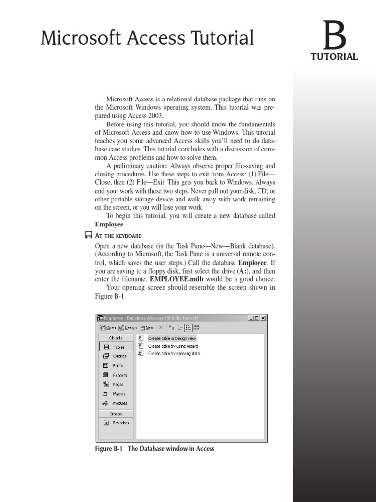 Microsoft Access Tutorial | PDF | Spreadsheet | Microsoft Excel