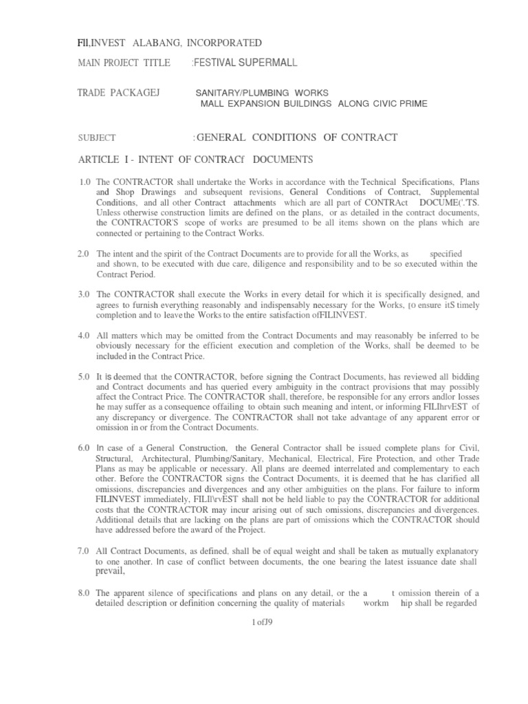 General Condition of Contract PDF | PDF | Surety Bond | General Contractor