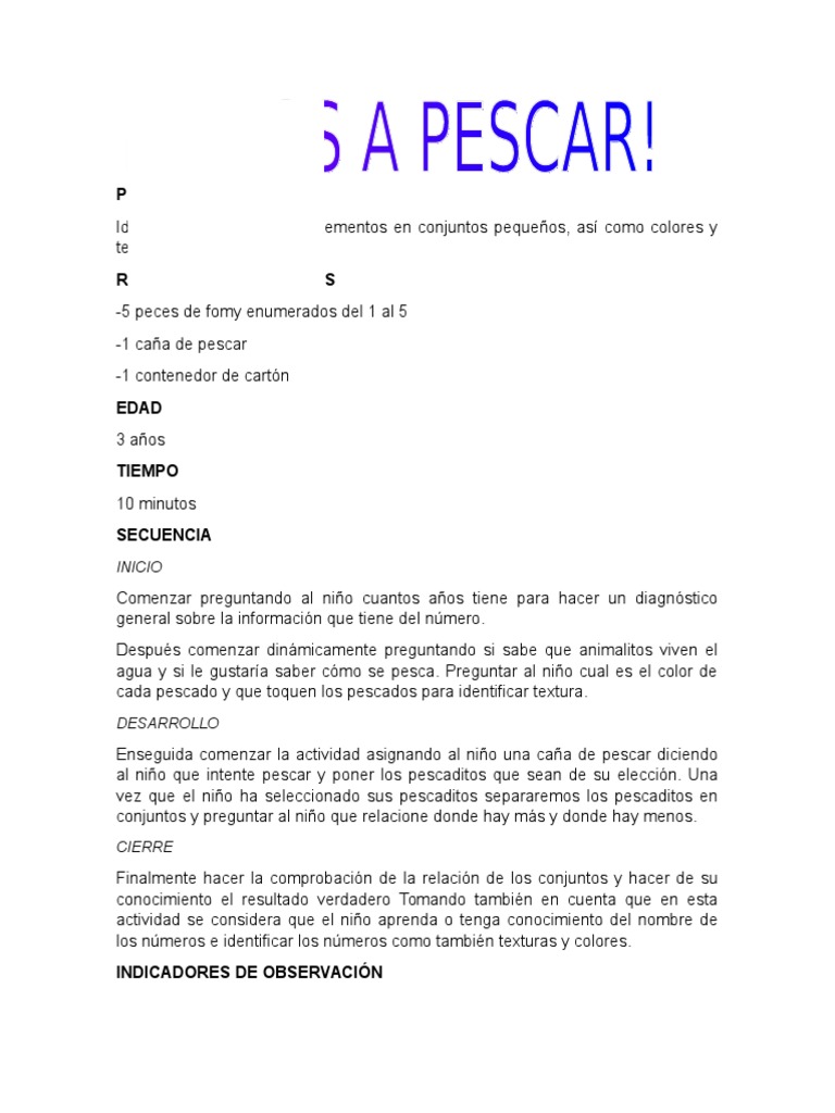 Juego de pesca para niños de 3 años | PDF