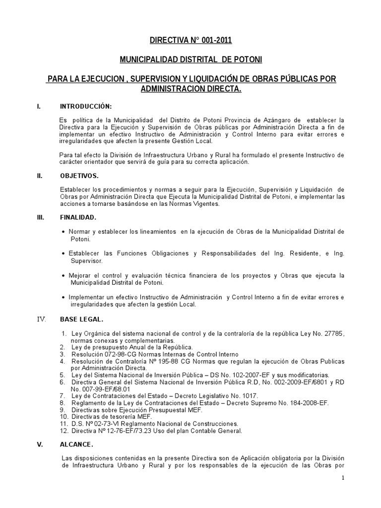 Modelo de Directiva | Arquitecto | Presupuesto