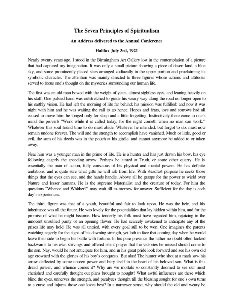 The Seven Principles of Spiritualism - Emma Hardinge | PDF | Idea | God