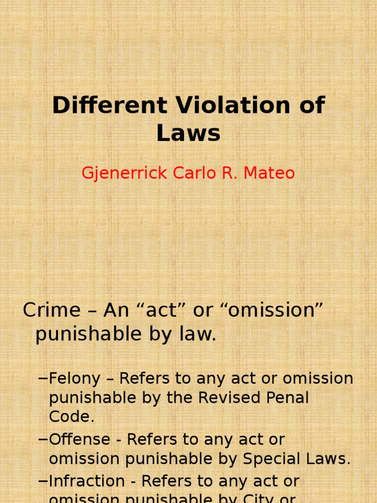 Different Violations of Law | PDF | Murder | Detention (Imprisonment)