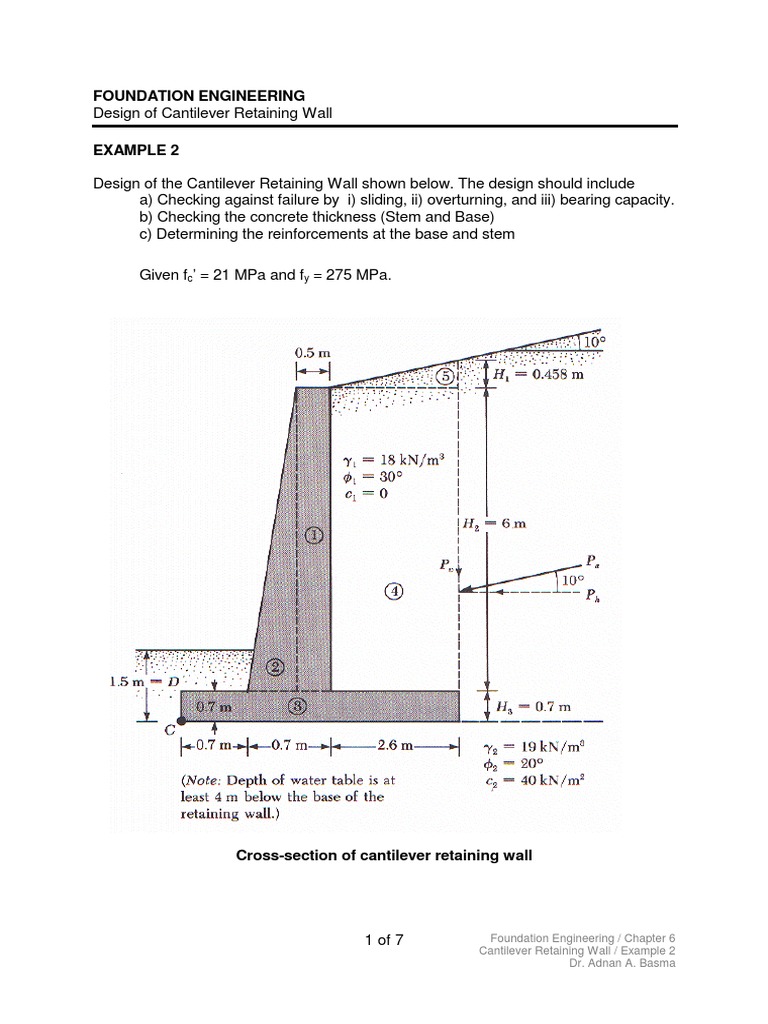 Cantilever Retaining Wall Design Guide | PDF | Mechanics | Engineering