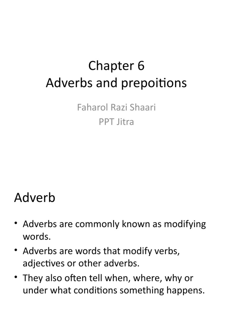 Adverbs and Prepositions Guide | PDF | Onomastics | Adverb