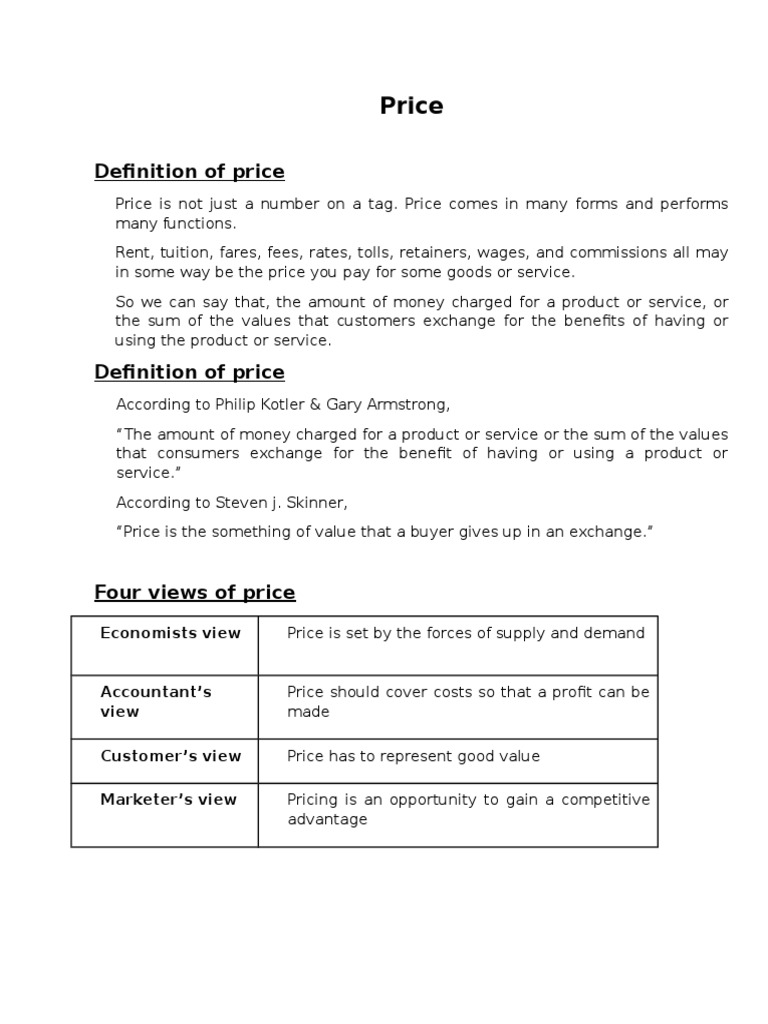 Definition of Price | PDF | Prices | Demand