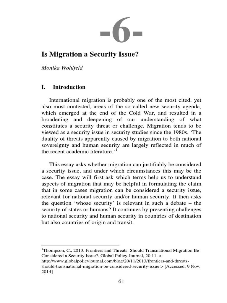 Migration and Security: An Analysis | PDF | Immigration | Illegal ...