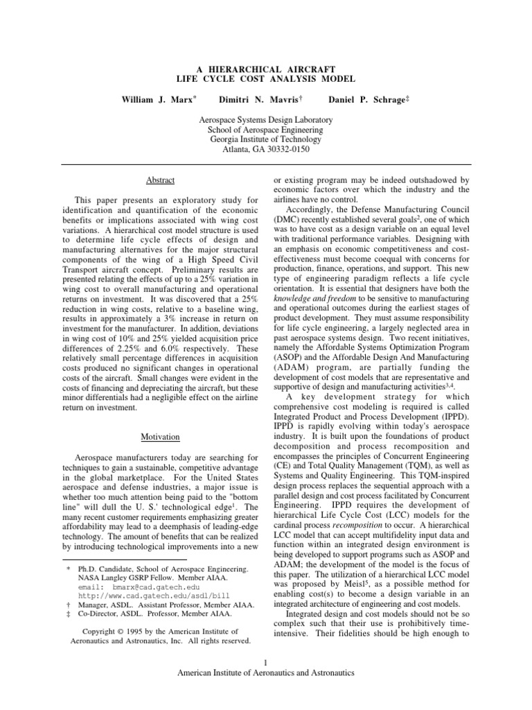 Aircraft Life Cycle Cost | PDF | Discounting | Present Value