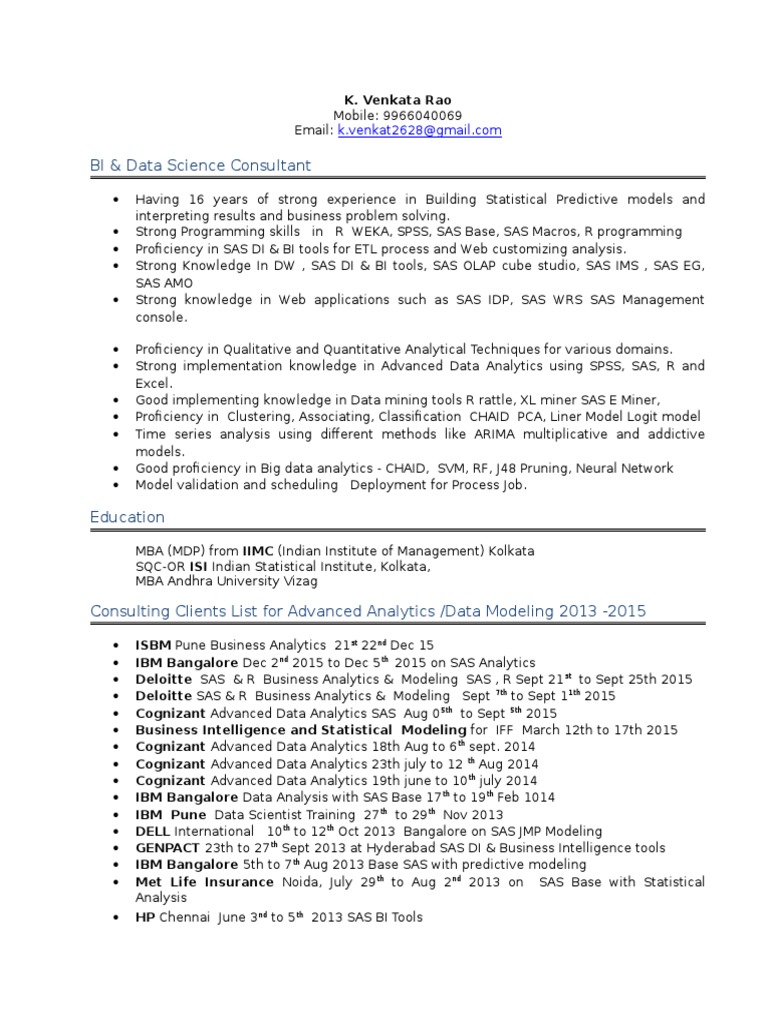 Profile Data Science | PDF | Sas (Software) | Analytics