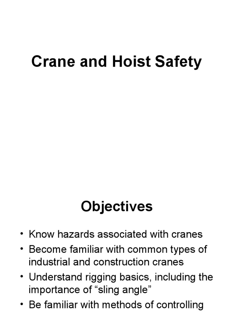 Crane Safety PPT | PDF | Crane (Machine) | Equipment