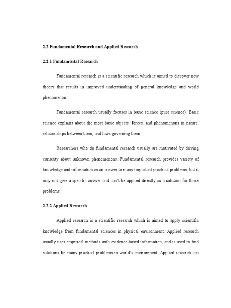 Applied Vs Fundamental Research | PDF | Basic Research | Science