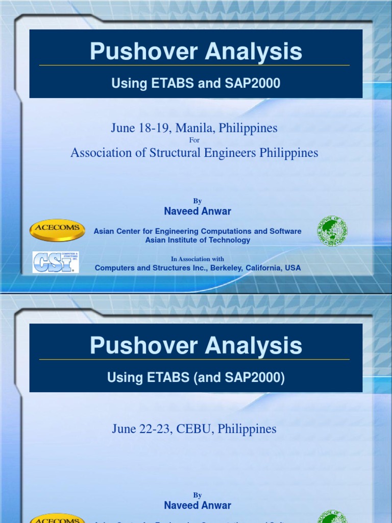 Pushover Analysis Using ETABS and SAP2000 | PDF | Strength Of Materials ...