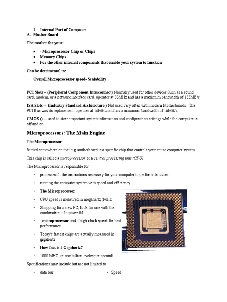 LO 1 Identify Components of Computer | PDF | Image Scanner | Central ...