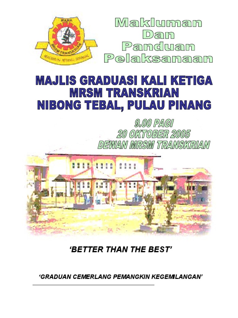 Panduan Pelaksanaan Majlis Graduasi MRSM Transkrian 2005 | PDF