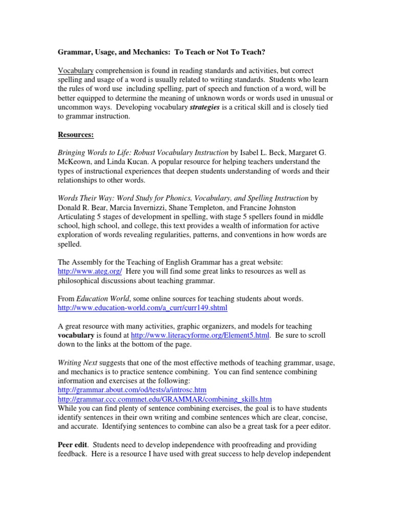 Grammar, Usage, and Mechanics | PDF | Vocabulary | Reading Comprehension