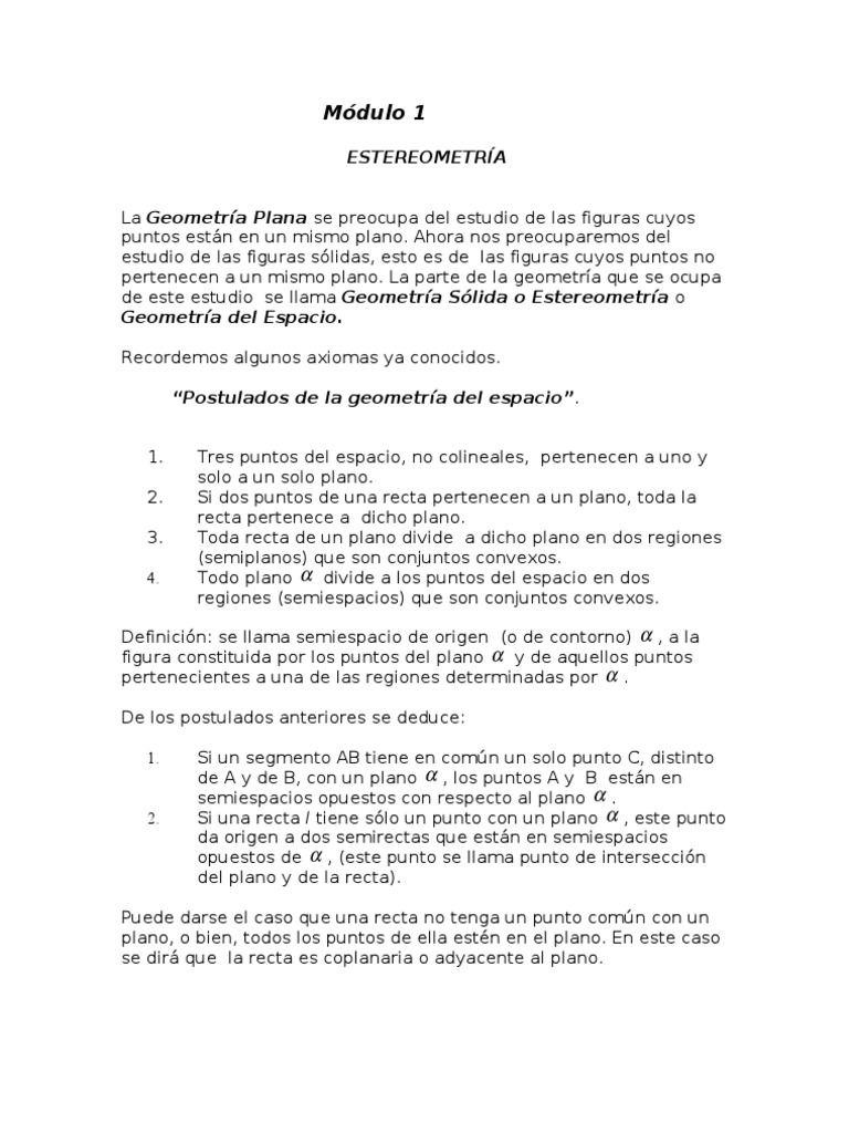 Módulo 1 Estereometría | PDF | Perpendicular | Triángulo