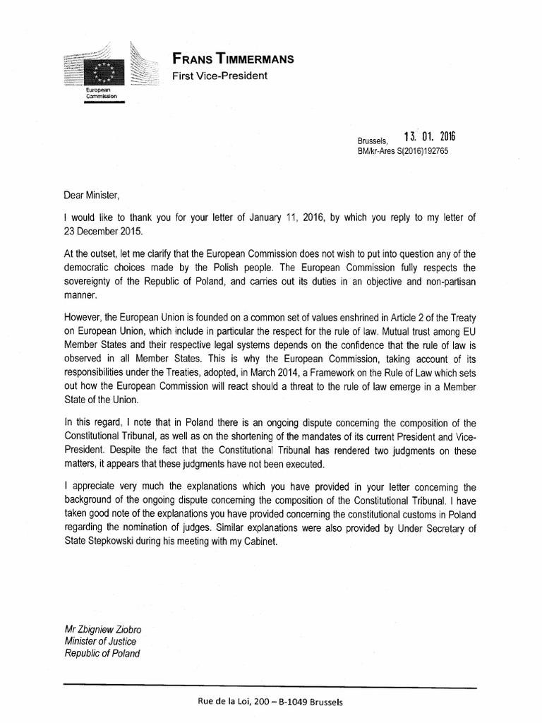 Poland Letter Timmermans | PDF