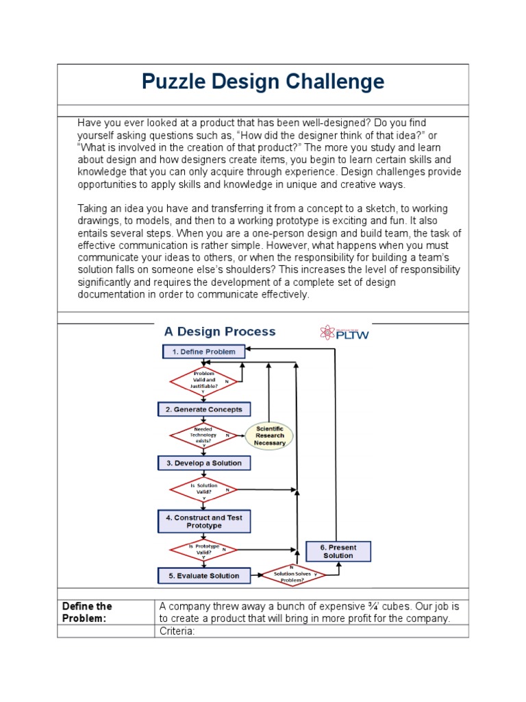 Puzzle Design Challenge: Define The Problem | PDF | Prototype | Mode ...