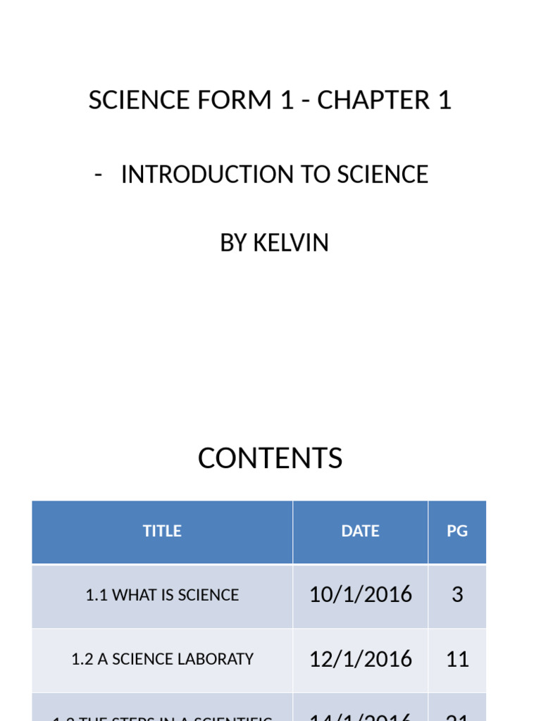 Science Form 1 - Chapter 1.1 by Kelvin | PDF | Science | Experiment