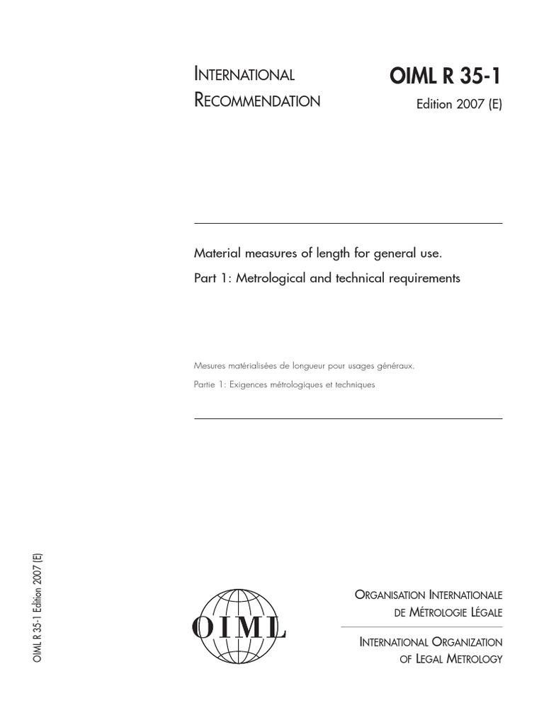 Oiml r35 | PDF | Measurement | Metrology