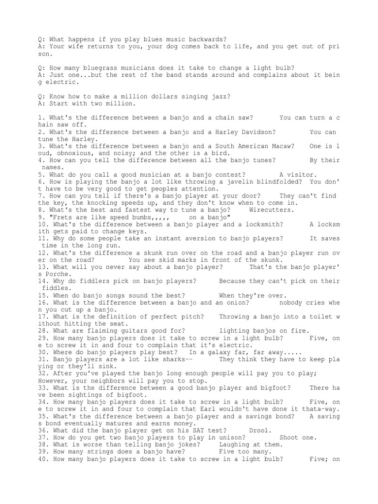 Bluegrass Jokes | PDF | European Musical Instruments | Music Technology