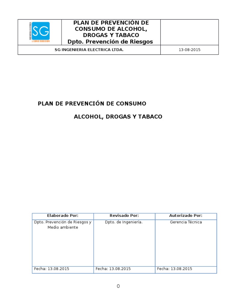 Plan de Prevención: Alcohol y Drogas | PDF | Drogas | Tabaco