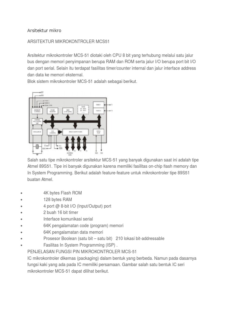 Arsitektur & Fungsi Pin MCS-51 | PDF