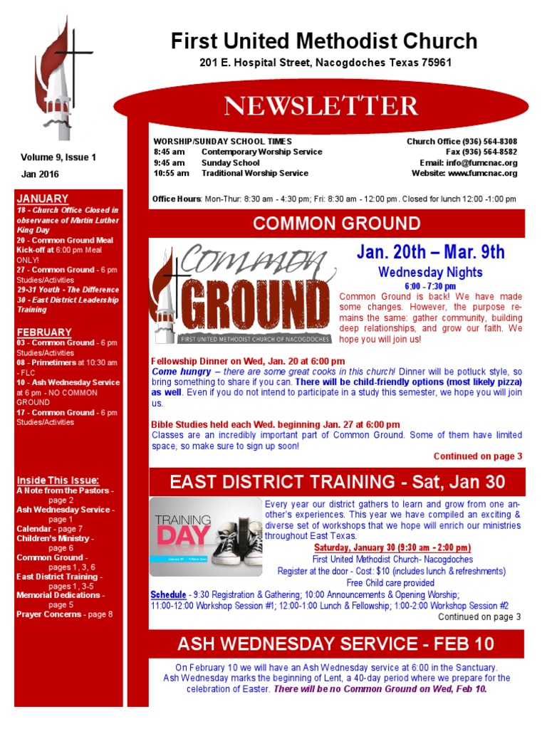 Newsletter January 2016 | PDF | Spiritual Gift | United Methodist Church