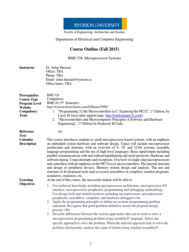 BME 538 Microprocessor Systems Outline | PDF | Computer Programming ...