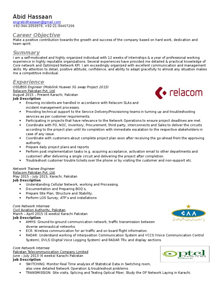 Abid Hassaan CV RF | PDF | Telecommunication | Communications System