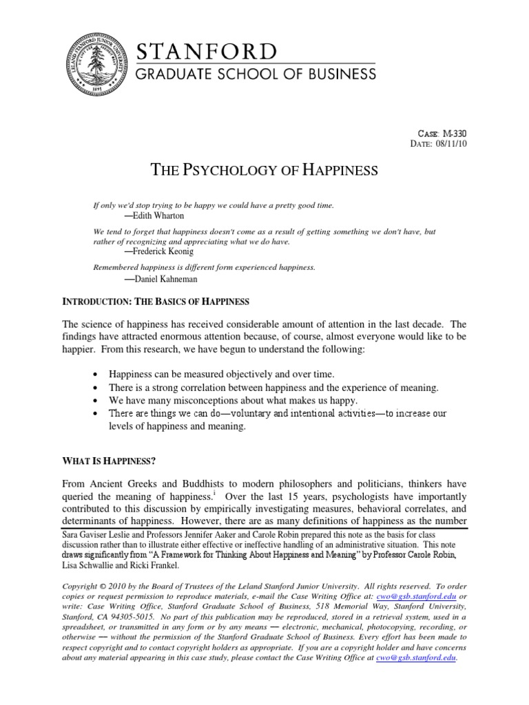 The Psychology of Happiness | PDF