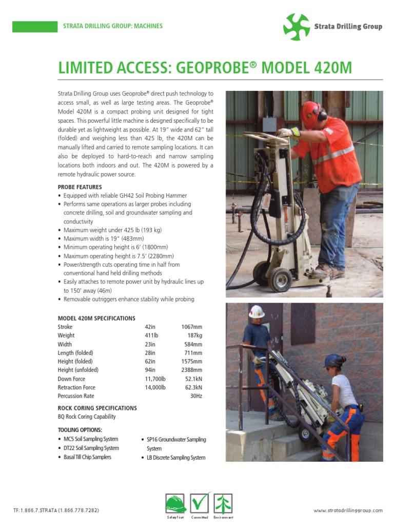 Limited Access: Geoprobe Model 420M: Strata Drilling Group: Machines | PDF