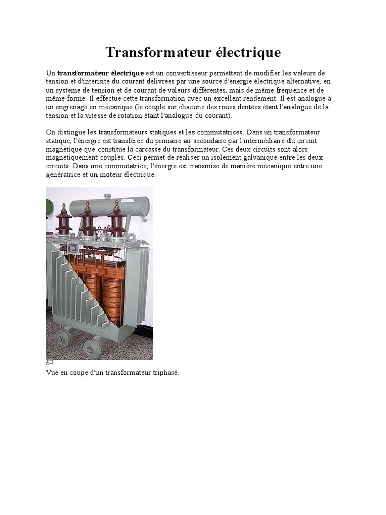 Transformateur Électrique | PDF | Grandeur physique | Composants électriques