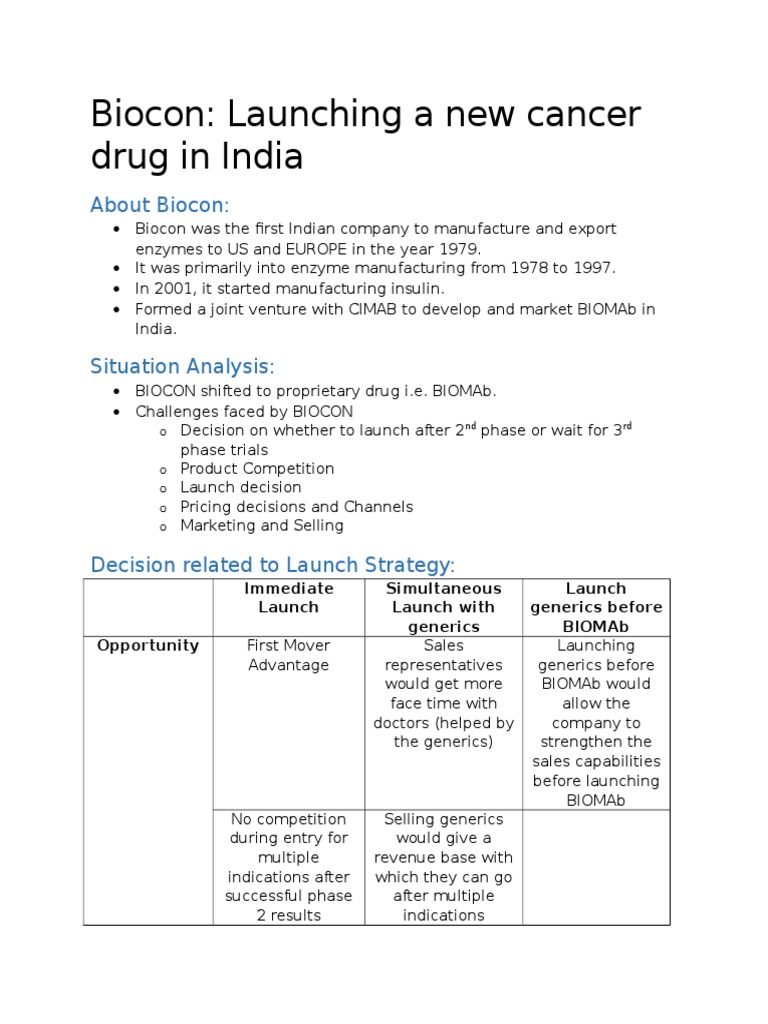Biocon | PDF | Generic Drug | Sales