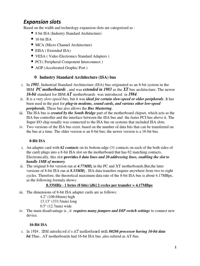 Expansion Slots | PDF | Computer Architecture | Computer Engineering