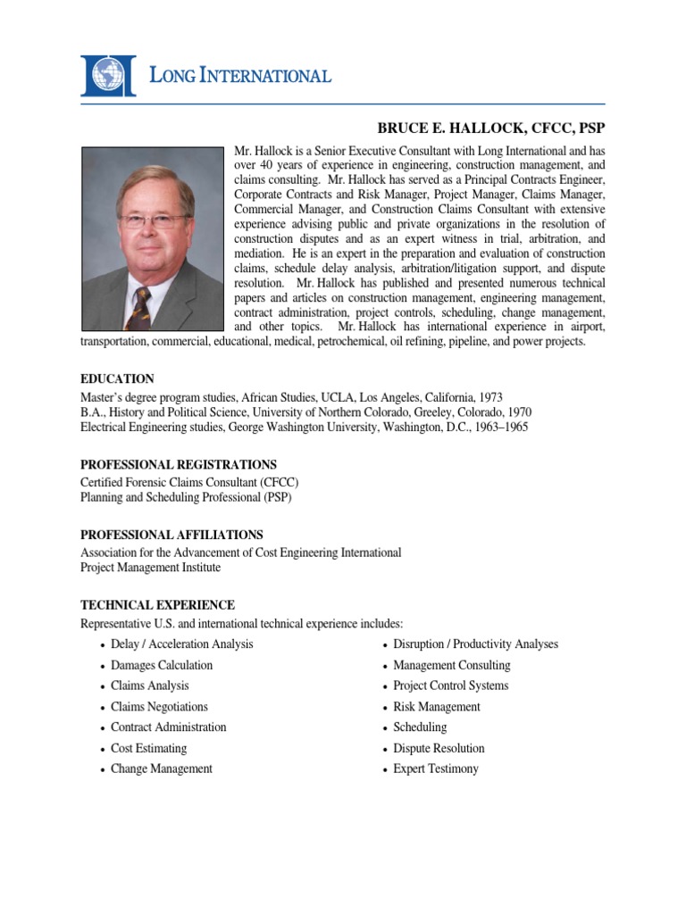 Hallock B Long Intl Detailed Resume | Download Free PDF | General ...
