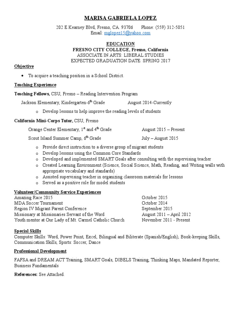 Marisa Gabriela Lopez - Teaching Resume | PDF | Career & Growth | Wellness
