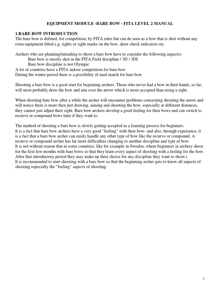 Bare Bow Coaching Manual | PDF | Archery | Arrow