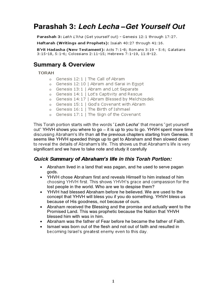 Parashah 3 - Lech Lecha | PDF | Abraham | Sarah