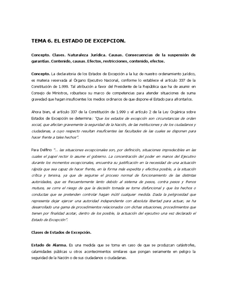 El Estado de Excepcion PDF | PDF | Estado (política) | Constitución