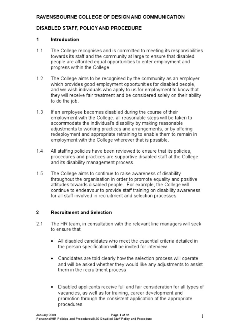Ravensbourne College Of Design And Communication Disabled Staff, Policy ...
