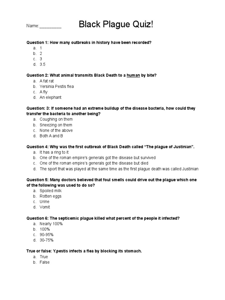 Black Plague Test | PDF
