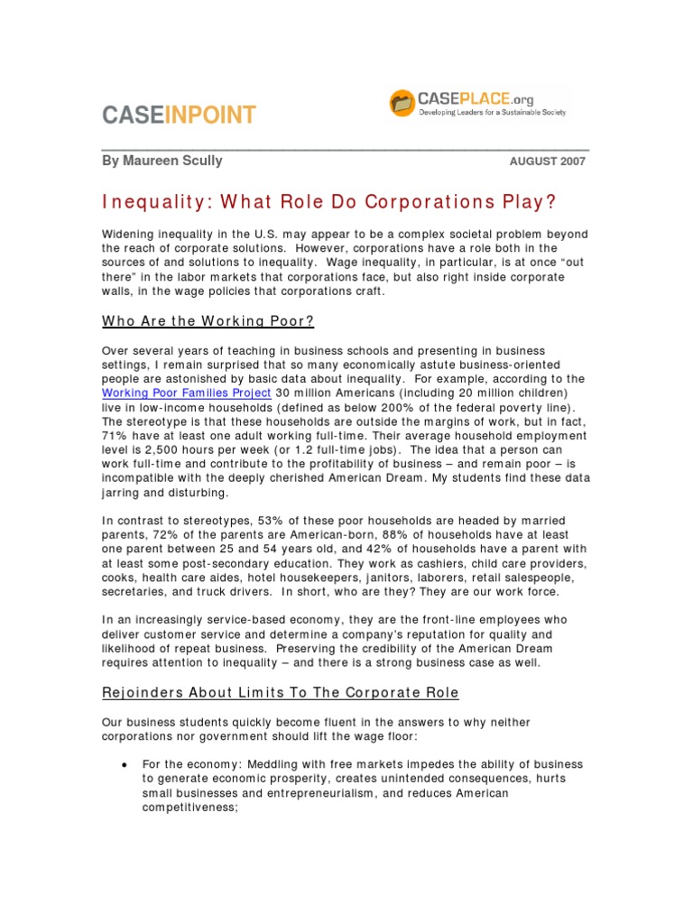 Maureen Scully - Inequality Piece | PDF | Living Wage | Economic Inequality