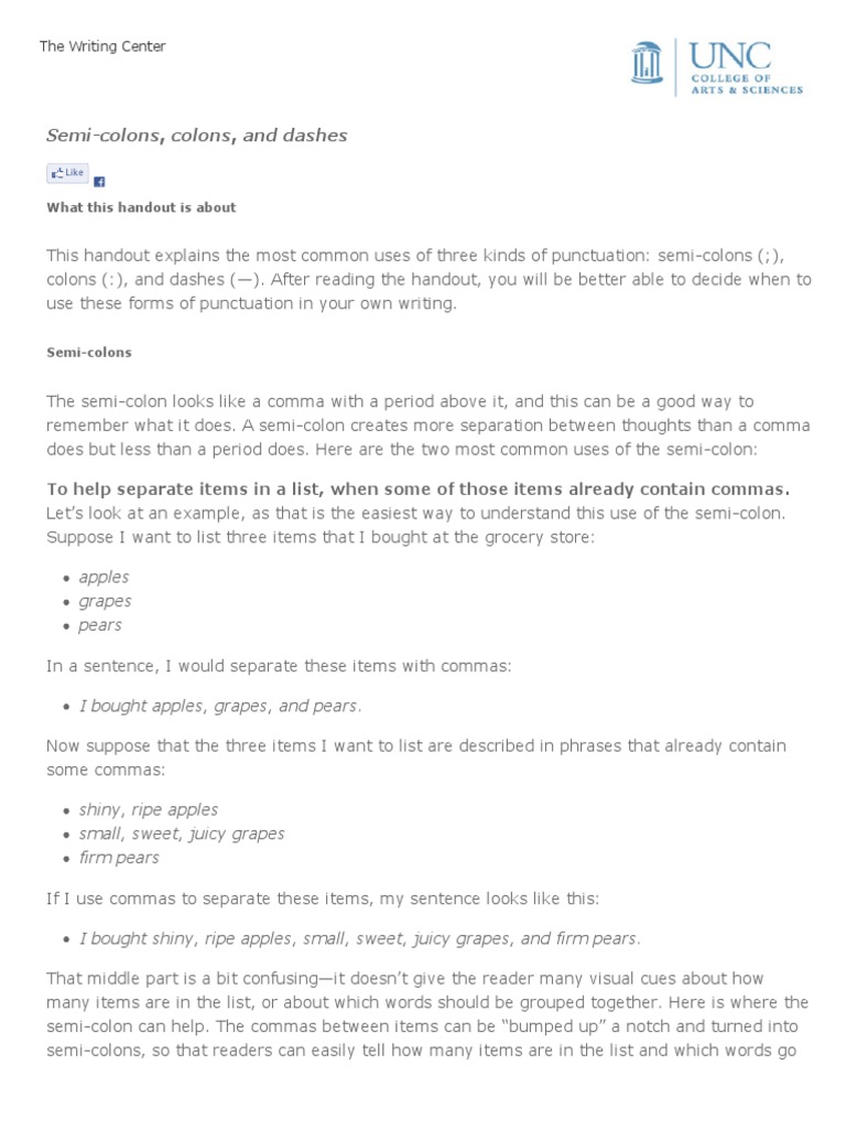 Guide To Punctuation - Semicolons, Colons, and Dashes | PDF