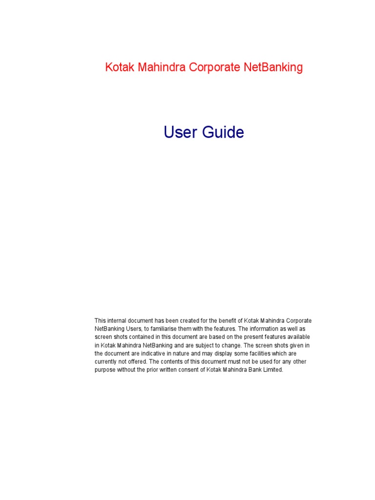 Kotak Mahindra NetBanking Guide | PDF | Cheque | Financial Transaction