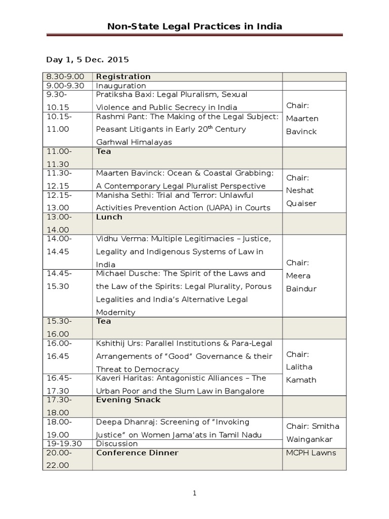 Legal Schedule | Justice | Crime & Violence
