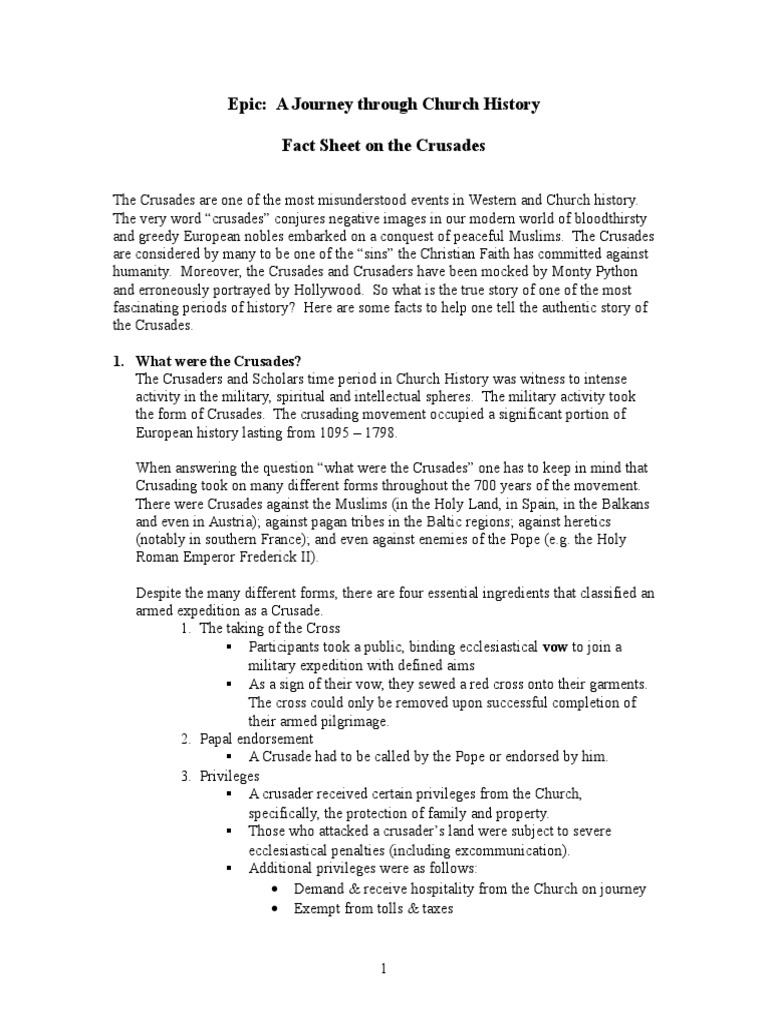 Crusades Fact Sheet-1 | PDF | Crusades | High Middle Ages