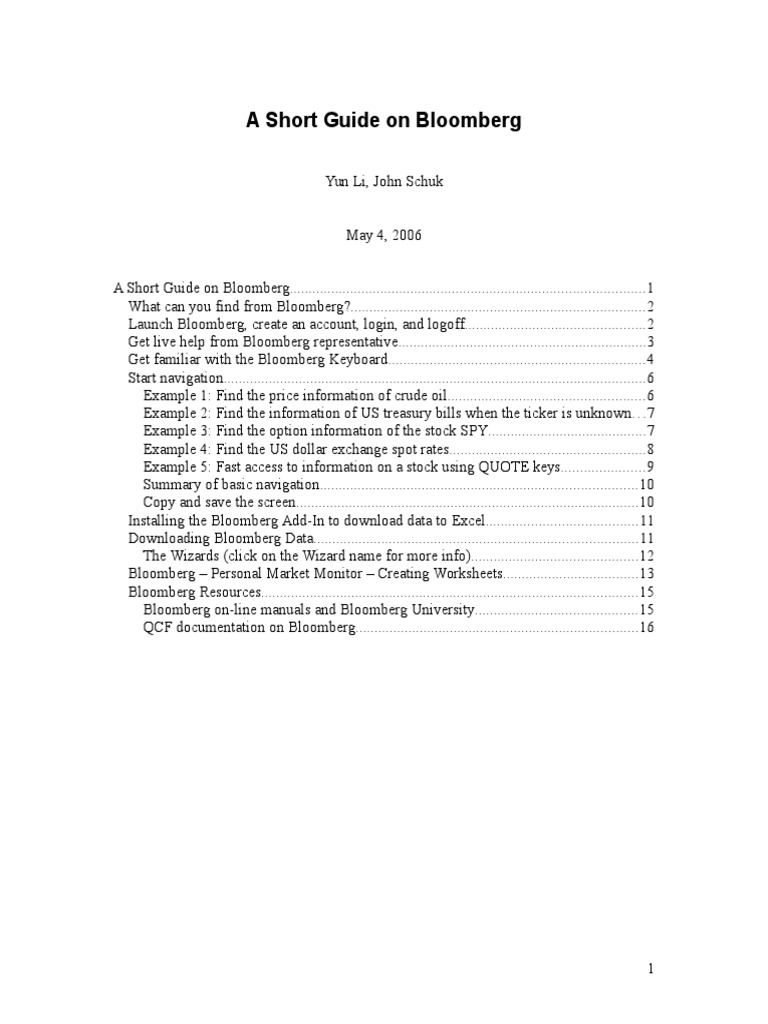 A Short Guide to Navigating Bloomberg | PDF | Microsoft Excel ...
